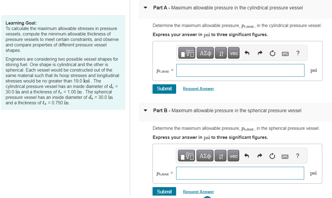 Solved Learning Goal: To calculate the maximum allowable | Chegg.com