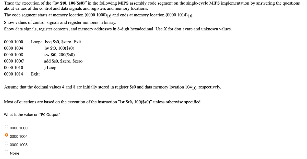 Solved Trace the execution of the "lw St0, 100(Ss0)" in the | Chegg.com