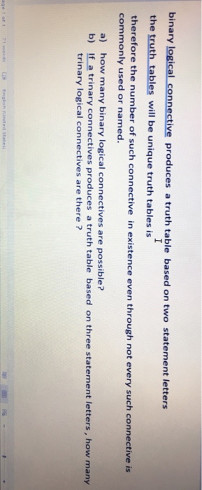 Solved binary logical connective produces a truth table | Chegg.com