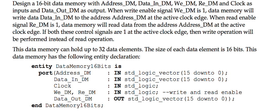 Solved Design a 16-bit data memory with Address_DM, Data In | Chegg.com