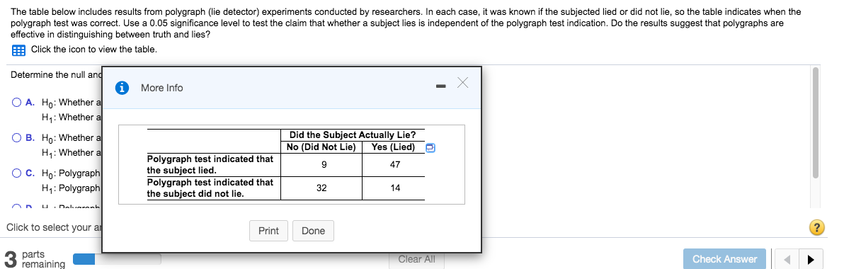 Solved The table below includes results from polygraph (lie | Chegg.com