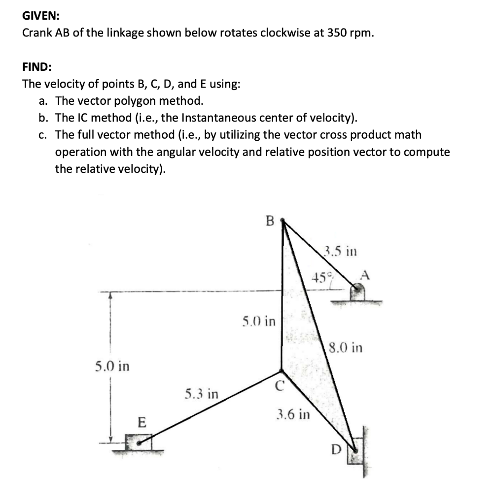 GIVEN: Crank AB of the linkage shown below rotates | Chegg.com