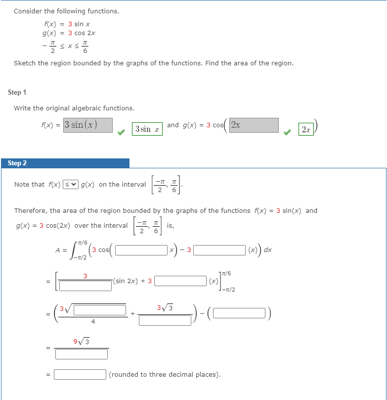 Solved Consider the following functions. f(x) = 3 sin x g(x) | Chegg.com