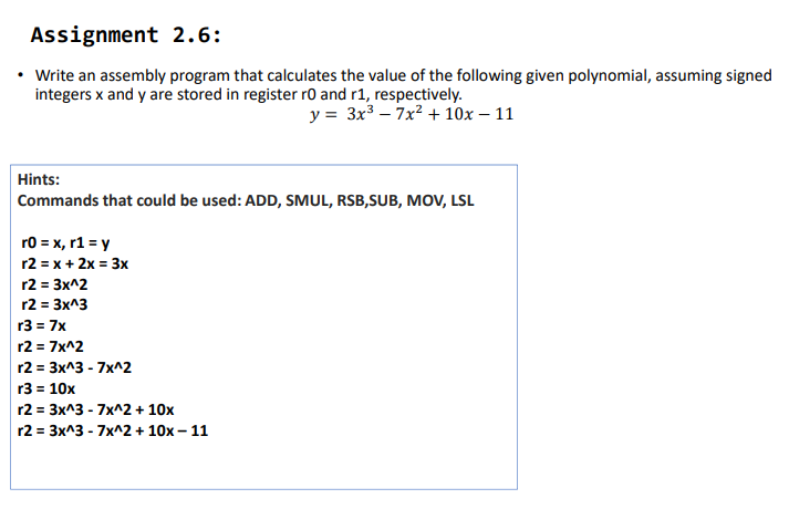 Assignment 2.6: • Write an assembly program that | Chegg.com