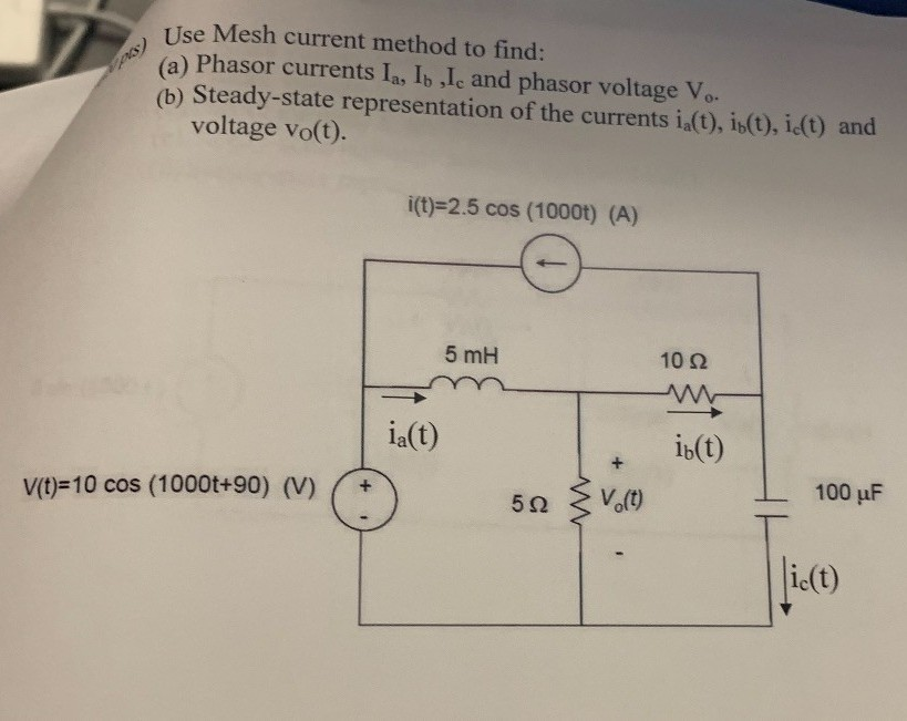 Solved Use Mesh current method to find: (a) Phasor currents | Chegg.com