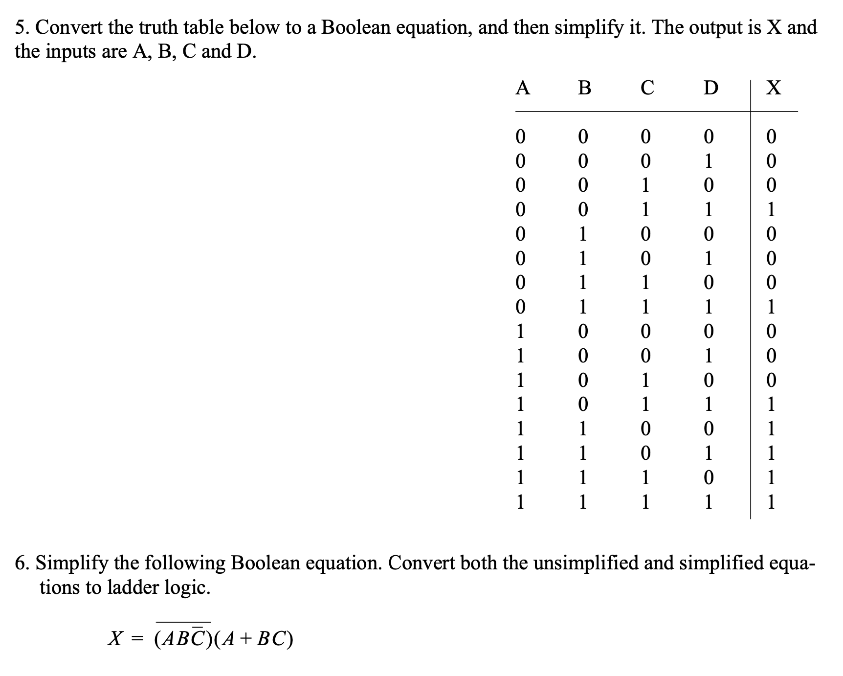 Solved 4. Use Boolean equations to develop simplified ladder | Chegg.com