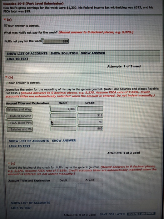 Solved Exercise 10-5 (Part Level Submission) Dan Noll's | Chegg.com
