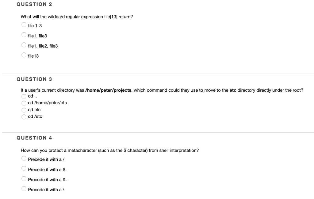 Solved QUESTION 2 What will the wildcard regular expression | Chegg.com