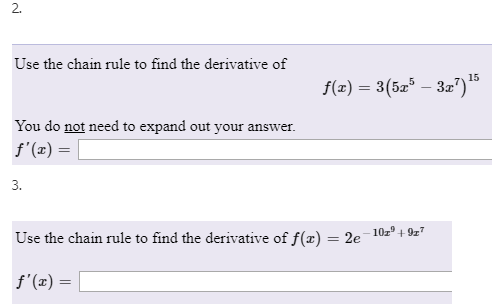 Solved Use the chain rule to find the derivative of f(x) = 3 | Chegg.com