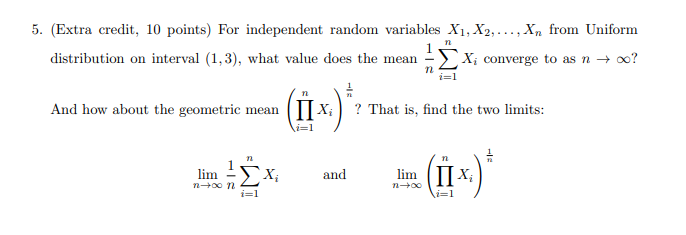 5. (Extra credit, 10 points) For independent random | Chegg.com