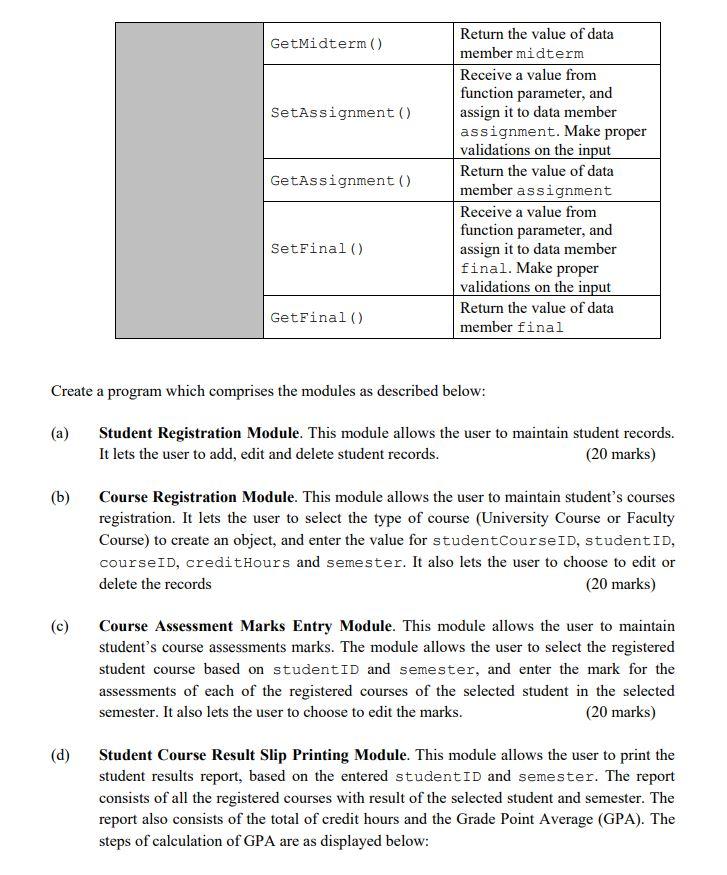 Develop an University Course Management System Object | Chegg.com