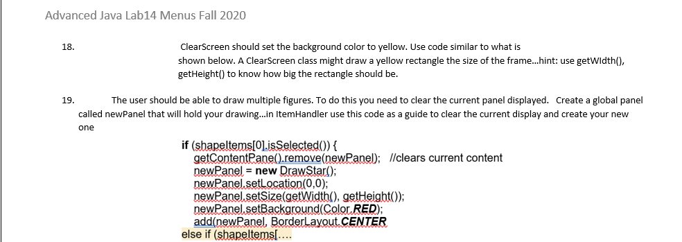 Solved Advanced Java Lab14 Menus Fall 2020 2. GOAL: Modify | Chegg.com