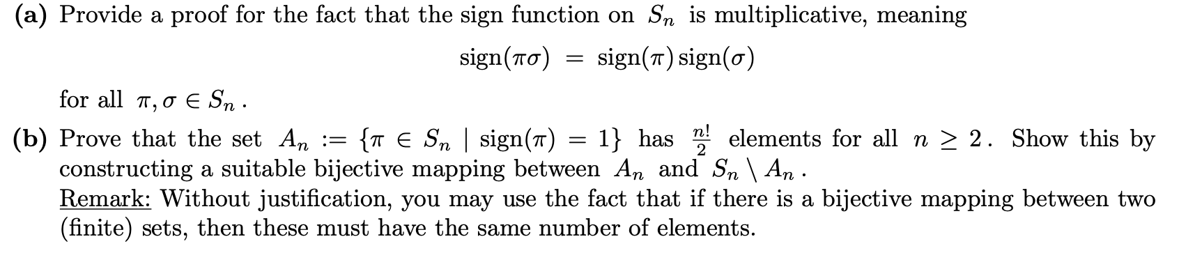 Solved = (a) Provide a proof for the fact that the sign | Chegg.com