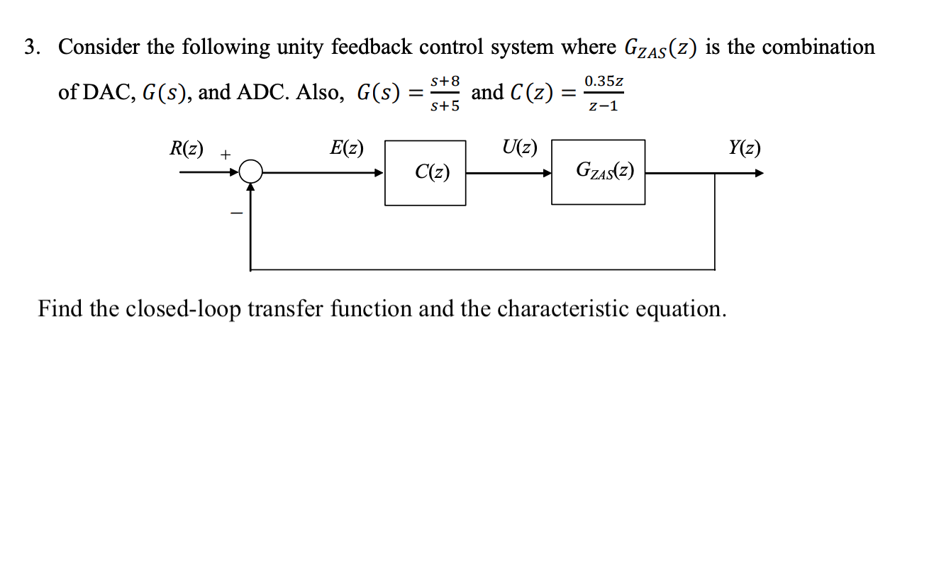 Solved 3 Consider The Following Unity Feedback Control 