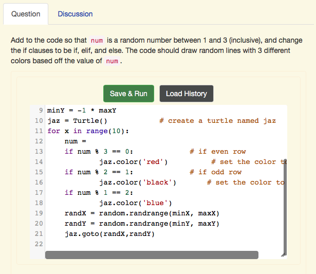 Solved Add to the code so that num is a random | Chegg.com