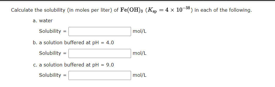 Solved Calculate the solubility (in moles per liter) of | Chegg.com