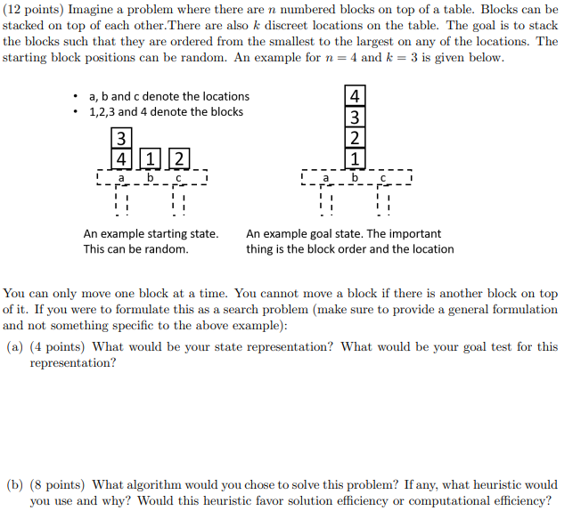 Solved (12 points) Imagine a problem where there are n | Chegg.com