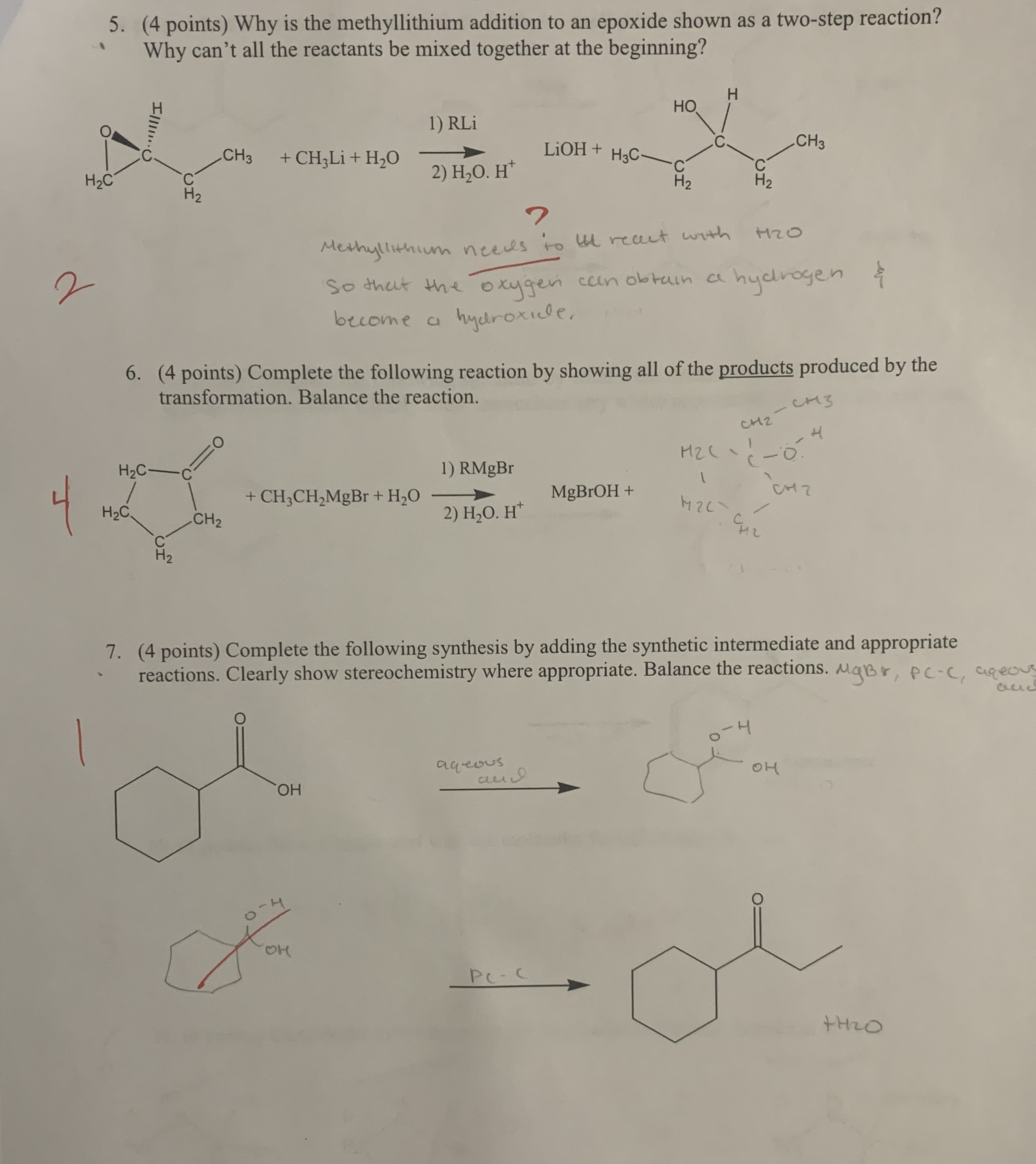 Solved 5. (4 points) Why is the methyllithium addition to an | Chegg.com