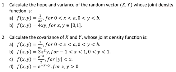 Solved 1. Calculate the hope and variance of the random | Chegg.com