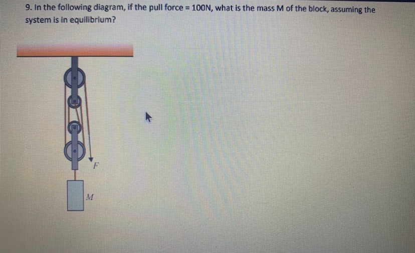 Solved 9. In the following diagram, if the pull force = | Chegg.com