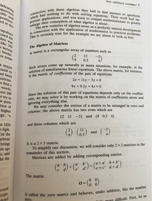 Solved E., Ring of Quaternions A quaternion (in matrix form) | Chegg.com