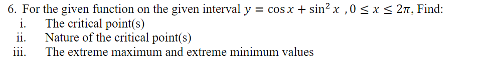 Solved For the given function on the given interval | Chegg.com