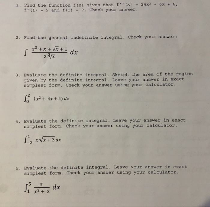Solved 1. Find the function f (x) given that f,,(x) 24x2-6x | Chegg.com