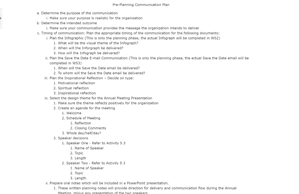 Pre-Planning Outline of Communication You have been | Chegg.com