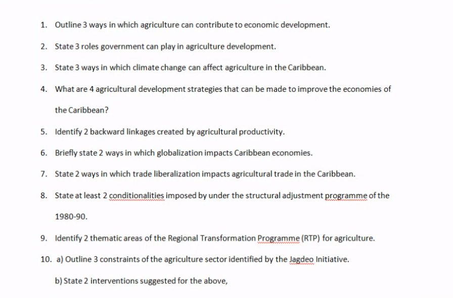 Solved 1. Outline 3 ways in which agriculture can contribute | Chegg.com Solved 1. Outline 3 ways in which agriculture can contribute | Chegg.com