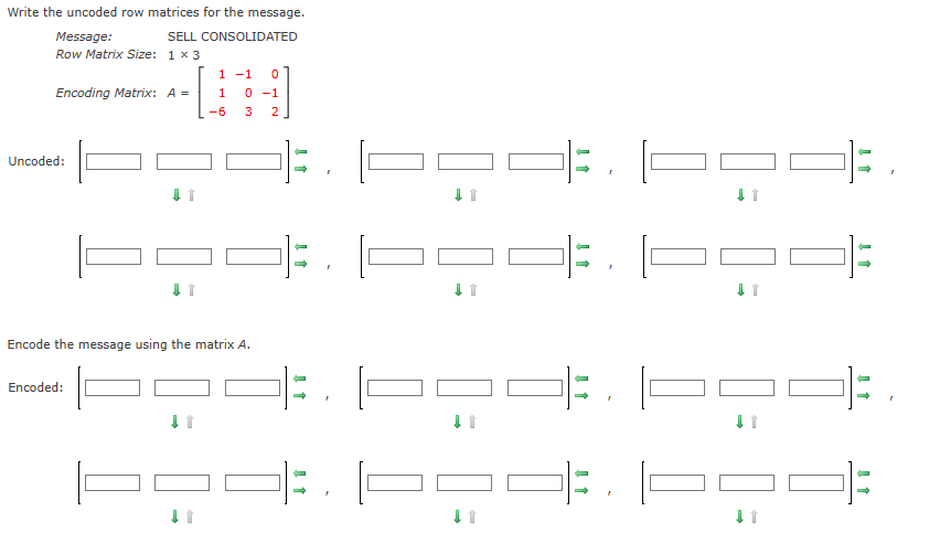 Solved Write the uncoded row matrices for the message. | Chegg.com