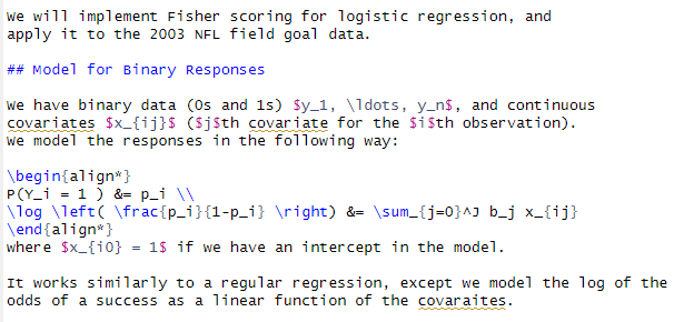 Solved We wi11 implement Fisher scoring for logistic | Chegg.com