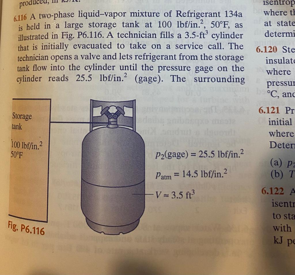 Solved 6.116 A two-phase liquid-vapor mixture of Refrigerant | Chegg.com