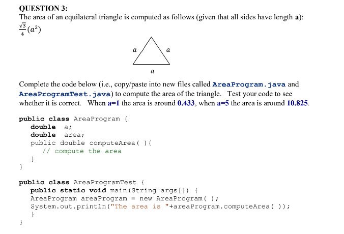 Solved QUESTION 3: The area of an equilateral triangle is | Chegg.com