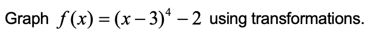 Solved Graph f(x)=(x-3)4-2 ﻿using transformations. | Chegg.com