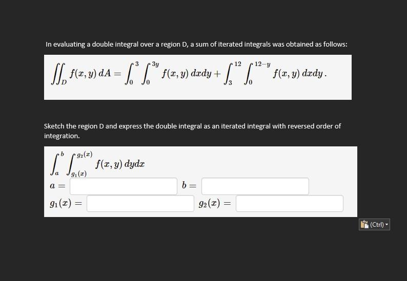 Solved In evaluating a double integral over a region D, a | Chegg.com