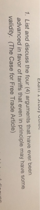 Solved 1. List and discuss the four (4) arguments that have | Chegg.com