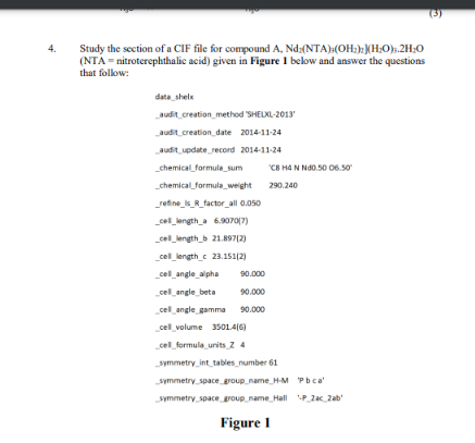 Solved Study the section of ﻿a CIF file for compound | Chegg.com