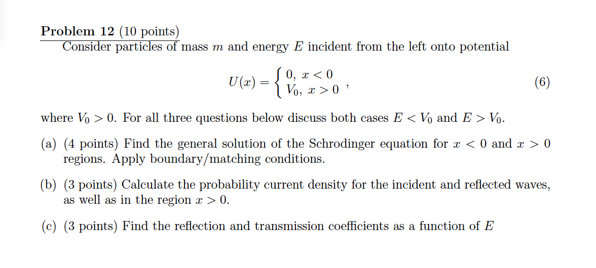 Solved Problem 12 (10 ﻿points)Consider particles of mass m | Chegg.com