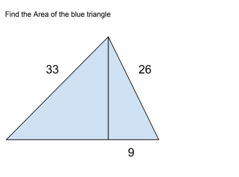 Solved Find the Area of the blue triangle 33 26 9 | Chegg.com