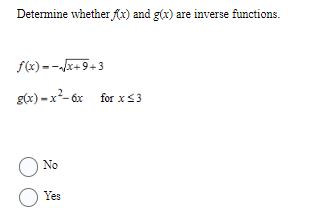Solved Determine whether f(x) and g(x) are inverse | Chegg.com