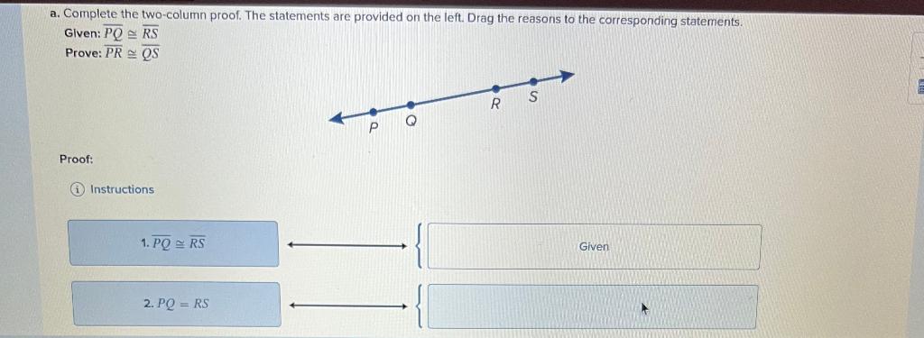 Solved a. Complete the two-column proof. The statements are | Chegg.com
