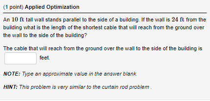 Solved (1 point) Applied Optimization Two poles are | Chegg.com