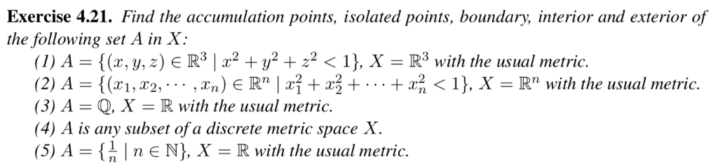 Solved Exercise 4.21. Find the accumulation points, isolated | Chegg.com