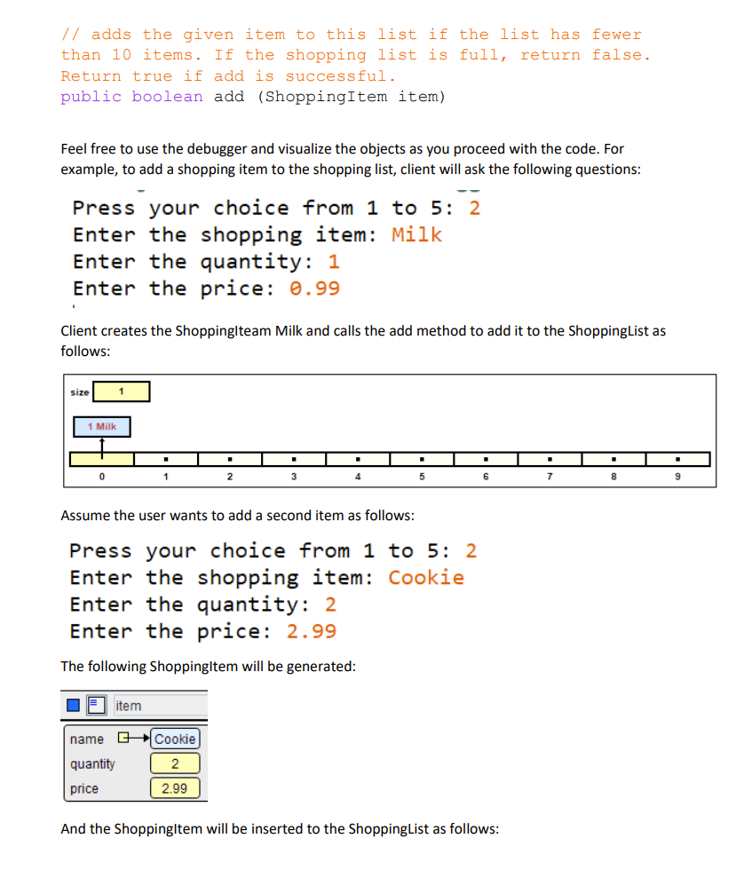 Solved Objectives: Write a class named ShoppingList that | Chegg.com