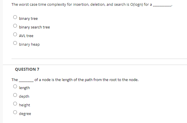 Solved The worst case time complexity for insertion, | Chegg.com