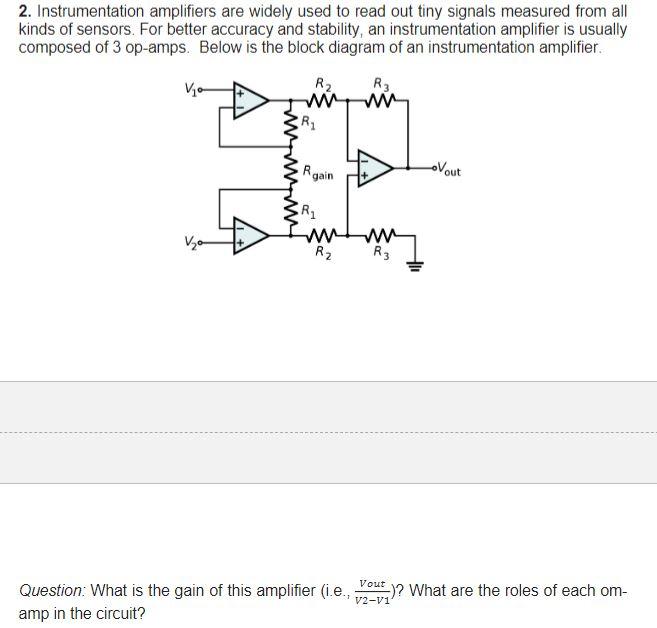Solved 2. Instrumentation amplifiers are widely used to read | Chegg.com