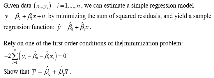 Solved Given data (xi,yi)i=1,…,n, we can estimate a simple | Chegg.com