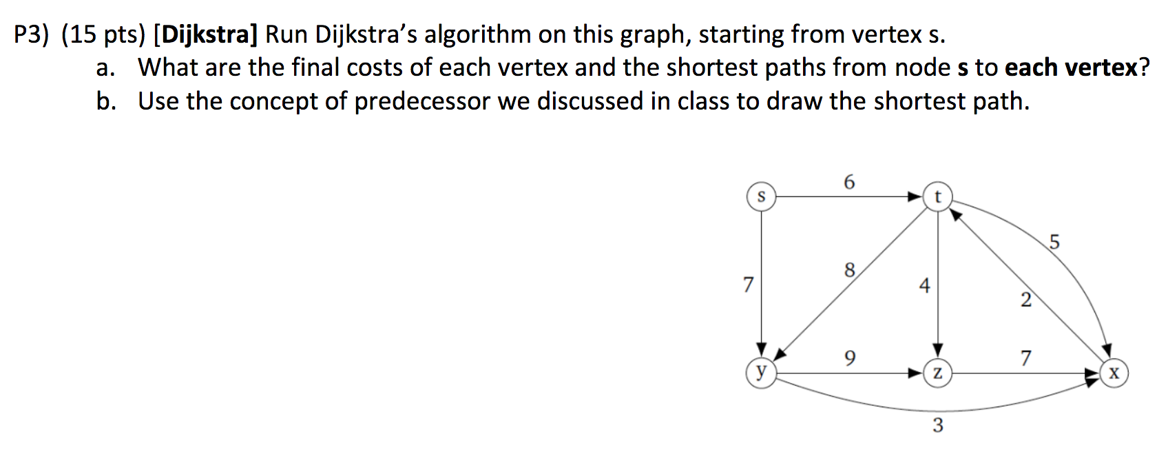 Solved P3) (15 pts) (Dijkstra] Run Dijkstra's algorithm on | Chegg.com