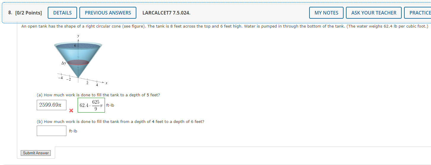 Solved (a) How much work is done to fill the tank to a depth | Chegg.com