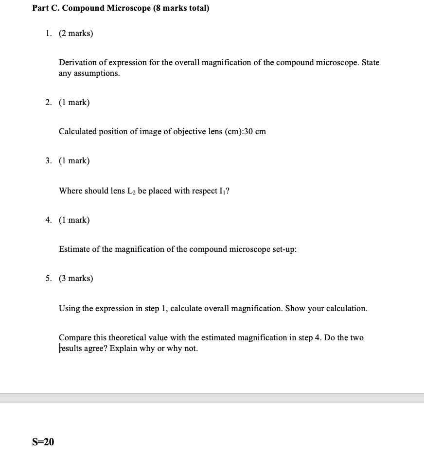 Optics Practical - Lenses & Microscopes (on-campus | Chegg.com